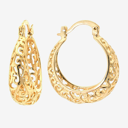 Click here for Silver Reflections 24K Gold Over Brass Hoop Earrin... prices