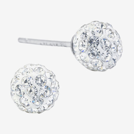 Multicolor Crystal Pave Ball Cluster Stud Earrings in Sterling Silver (Also Available in Silver) - Silver