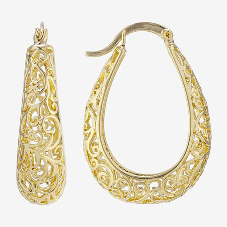 Click here for Silver Reflections 24K Gold Over Brass Hoop Earrin... prices