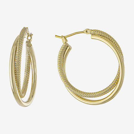 Click here for Silver Reflections 24K Gold Over Brass Hoop Earrin... prices