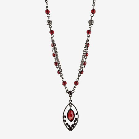 Click here for 1928 Black Tone Red Crystal 16 Inch Link Pendant... prices