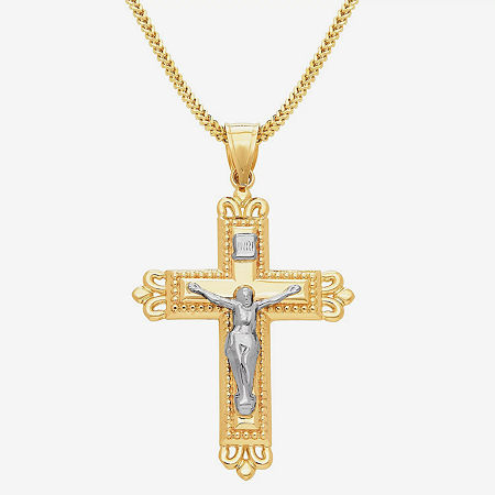 Click here for Crucifix Mens 10K Gold Cross 22 Inch Pendant Neckl... prices