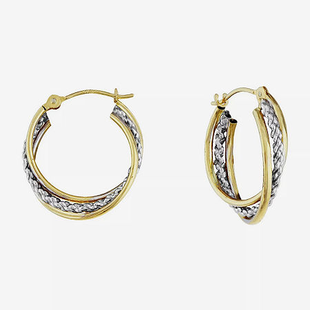 Click here for 14K Two-Tone Gold 16mm Interlocking Twisted Hoop E... prices