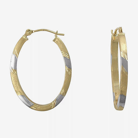 Click here for Two-Tone 14K Gold Oval Hoop Earrings  One Size prices