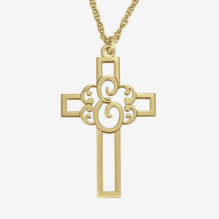 Click here for Personalized Initial Cutout Cross Pendant Necklace... prices