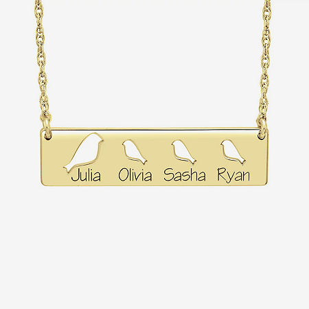 Click here for Personalized Womens 10K Gold Bird Bar Name Pendant... prices