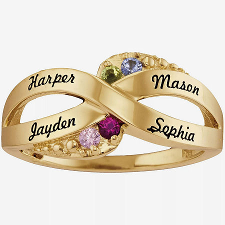 Click here for Personalized Simulated Birthstone Engraved X Ring... prices