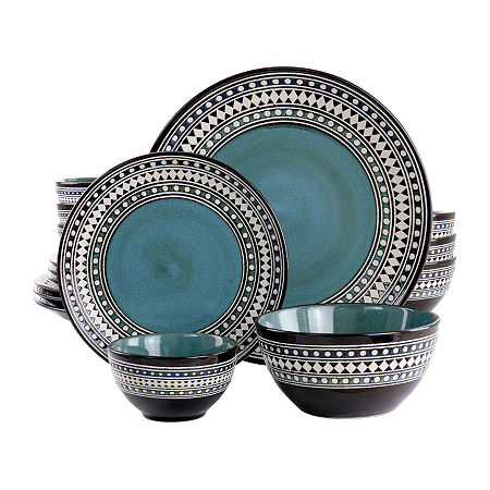 Elama Sage 16 Pc. Dinnerware Set  Service for 4 - Blue