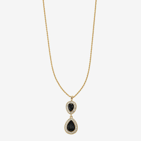 Click here for Monet Jewelry Gold Tone Halo Womens Black Glass 17... prices
