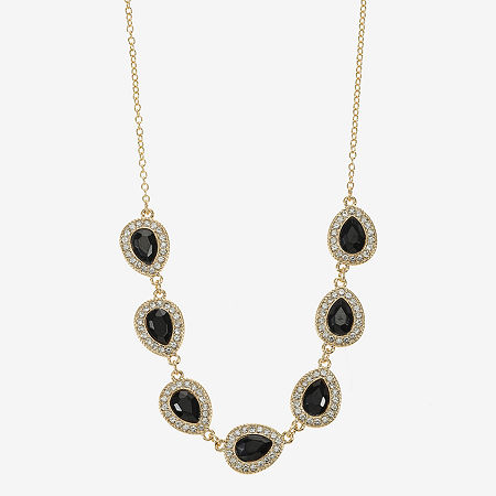 Click here for Monet Jewelry Gold Tone Halo Womens Black 17 Inch... prices