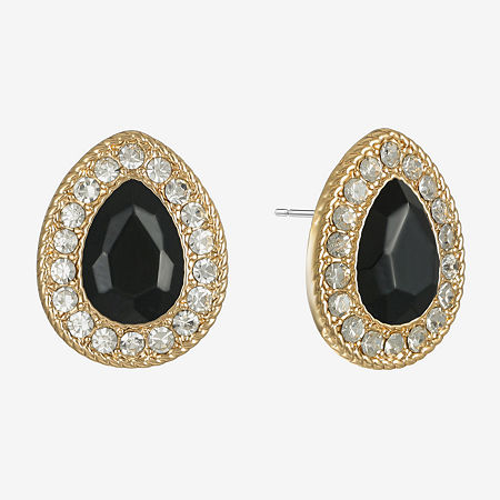 Click here for Monet Jewelry Gold Tone Halo Black Glass 17mm Stud... prices