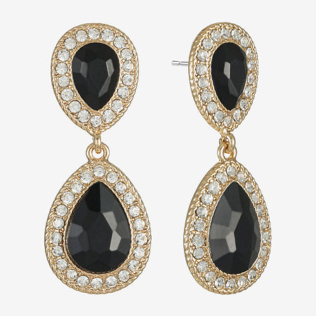 Click here for Monet Jewelry Gold Tone Halo Womens Black Glass Hy... prices