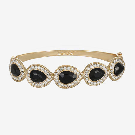 Click here for Monet Jewelry Gold Tone Halo Womens Black Glass Ba... prices