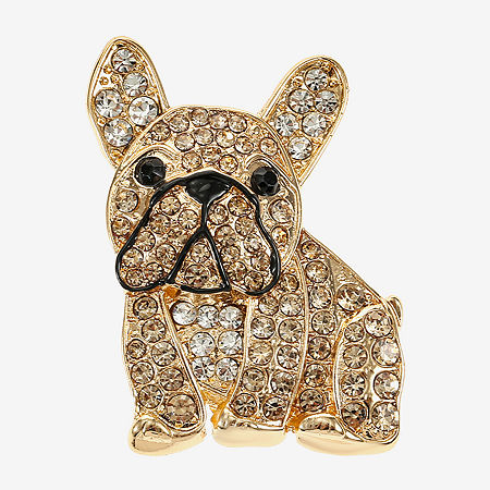 Click here for Monet Jewelry Gold Tone Bull Dog Brown Glass Pin... prices