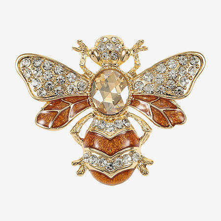 Click here for Monet Jewelry Gold Tone Bee Brown Glass Pin  One S... prices