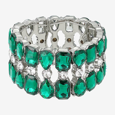Click here for Monet Jewelry Silver Tone Womens Green Glass Stret... prices