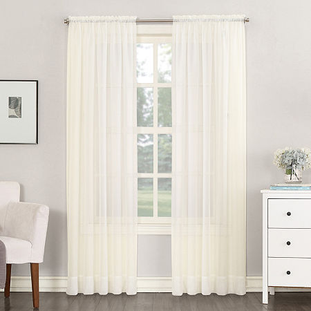 Sheer Voile Rod Pocket Curtain Panel - Eggshell