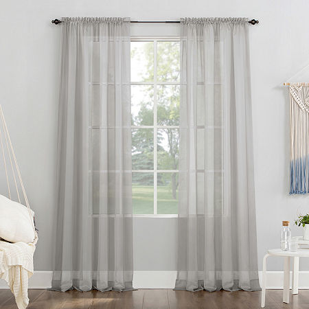 Sheer Voile Rod Pocket Curtain Panel - Silver