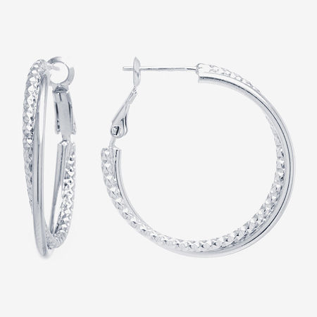 Click here for Silver Reflections Womens 31.5mm Round Hoop Earrin... prices