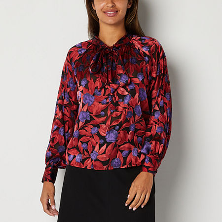 Click here for Worthington Womens Mock Neck Long Sleeve Blouse  S... prices