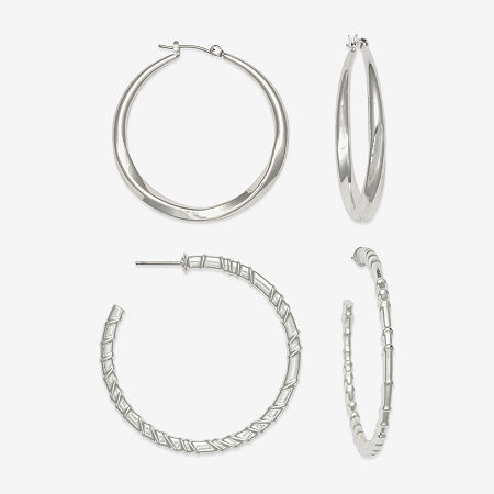 Click here for Mixit Hypoallergenic Silver Tone Hoop Womens Hypoa... prices