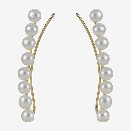 Click here for Womens White Cultured Freshwater Pearl 10K Gold Ea... prices