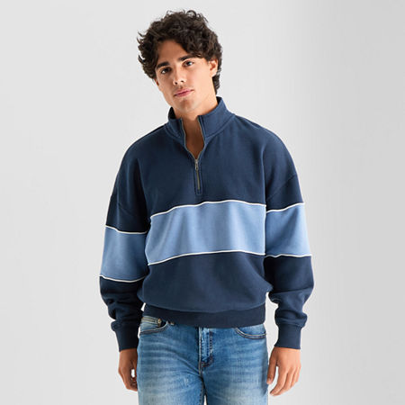 Click here for Arizona Mens Mock Neck Fleece  Medium  Blue prices