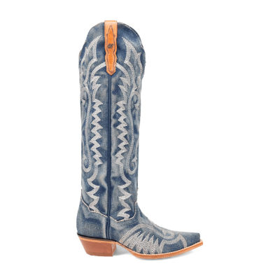 Dan Post Womens Denim Darlin' Stacked Heel Cowboy Boots, Color: Denim ...