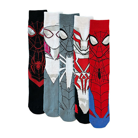 Click here for Mens 5 Pair Spiderman Crew Socks  10-13  Red prices