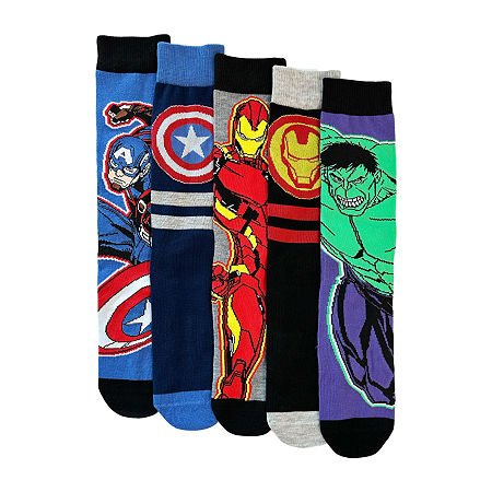 Click here for Mens 5 Pair Marvel Crew Socks  10-13  Blue prices