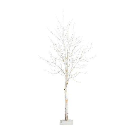 Nearly Natural 6 Pre Lit Artificial White Birch Tree with 90 White Led Lights