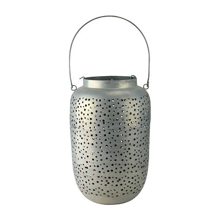 Click here for 14.5 Botanic Beauty Gray Cut-Out Pillar Candlehold... prices