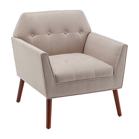 Convenience Concepts 30 Polyester Andy Mid Century Modern Accent Lounge Armchair - Sandy Beige Fabric  Espresso