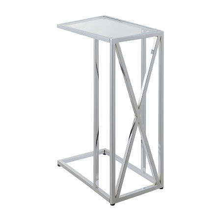 Convenience Concepts 15.75 Oxford Glass C End Table - Glass  Chrome