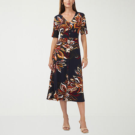 Click here for Msk Womens Printed Button-Front Midi Dress - Navy... prices