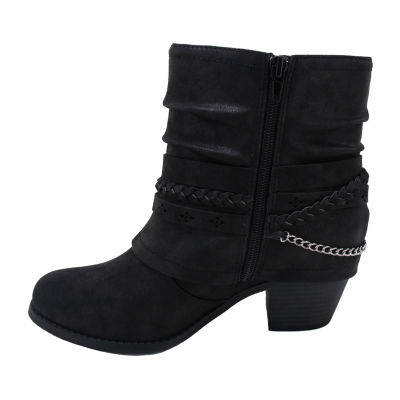 Pop Womens Faithe Stacked Heel Booties, Color: Black Black - JCPenney