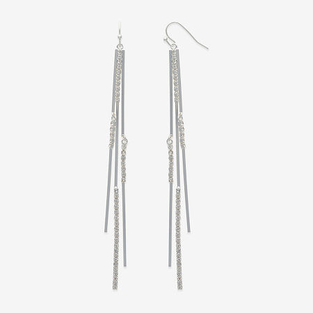 Click here for Bijoux Bar Silver Tone Womens Glass Drop Earrings... prices