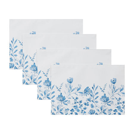 Izod Mystic Floral Placemats 13 x 19  Set of 4 - Blue