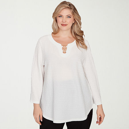 Click here for Hearts Of Palm Plus Size Novelty Crinkle 3/4 Sleev... prices