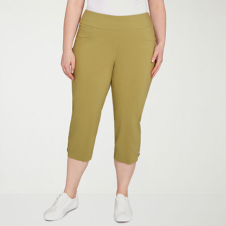 Click here for Hearts Of Palm Plus Size Solid Tech Stretch Capri... prices