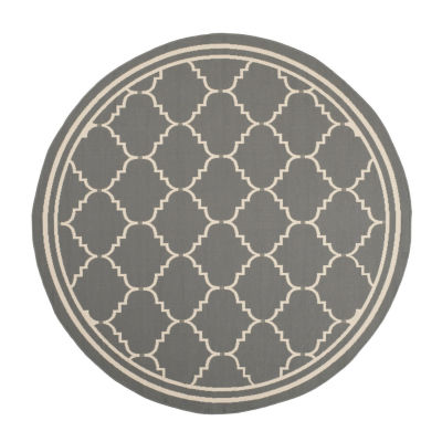 Safavieh Courtyard Collection Skin Geometric Indoor/Outdoor Round Area ...