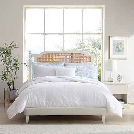 Laura Ashley Margaret 8 Piece Comforter Set  King - White