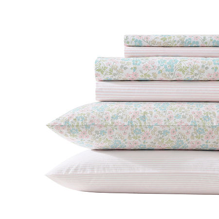 Laura Ashley 200-Thread Cotton 4 -Pc. Sheet Set  King - Jaynie Mix and Match