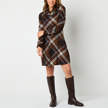 Click here for R & K Originals Womens Long Sleeve Plaid Shift Dre... prices