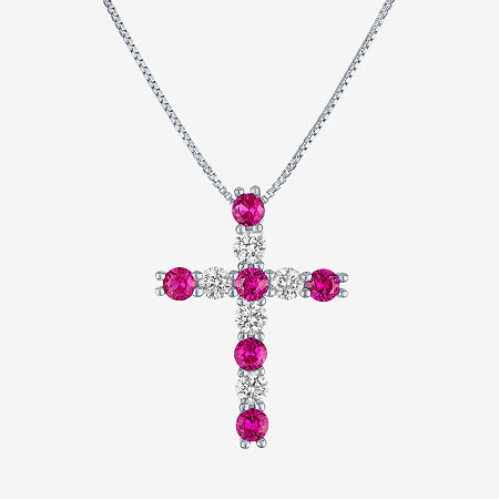 Click here for Womens Lab Created Red Ruby Sterling Silver 18 Inc... prices