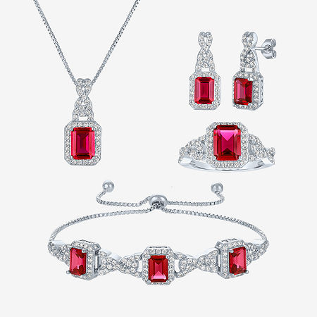 Click here for Womens Lab Created Red Ruby Pure Silver Over Brass... prices