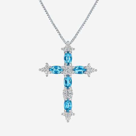 Click here for Womens Lab Created Blue Topaz Sterling Silver Cros... prices