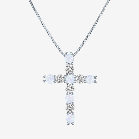 Click here for Womens White Opal Sterling Silver 18 Inch Pendant... prices