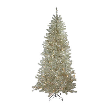 Click here for Northlight Metallic Platinum Tinsel 7 Foot Pre-Lit... prices
