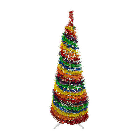 Click here for Northlight Rainbow Tinsel Pop-Up 4 Foot Pre-Lit Ch... prices